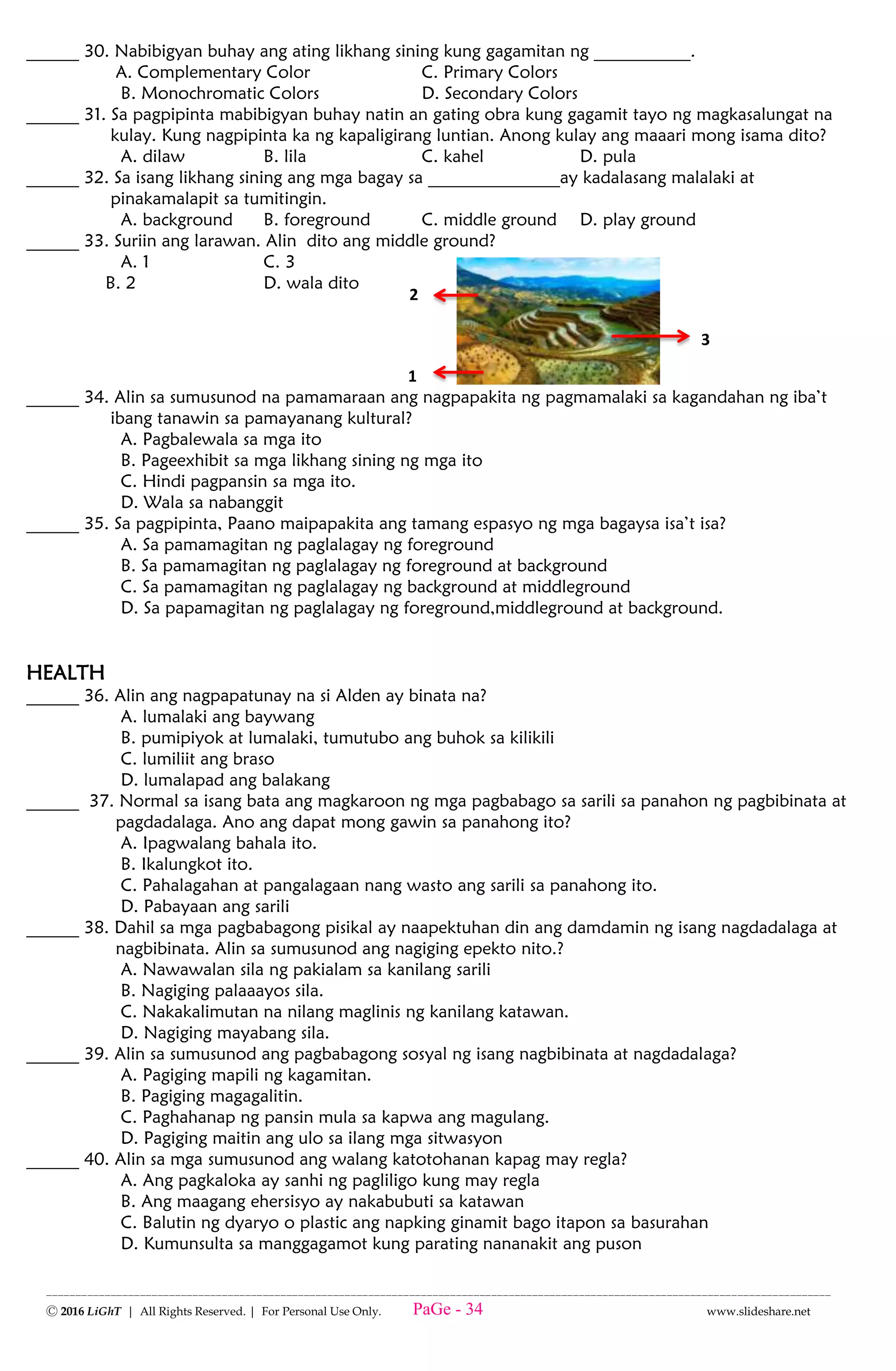 K TO 12 GRADE 5 IKALAWANG MARKAHANG PAGSUSULIT | PDF