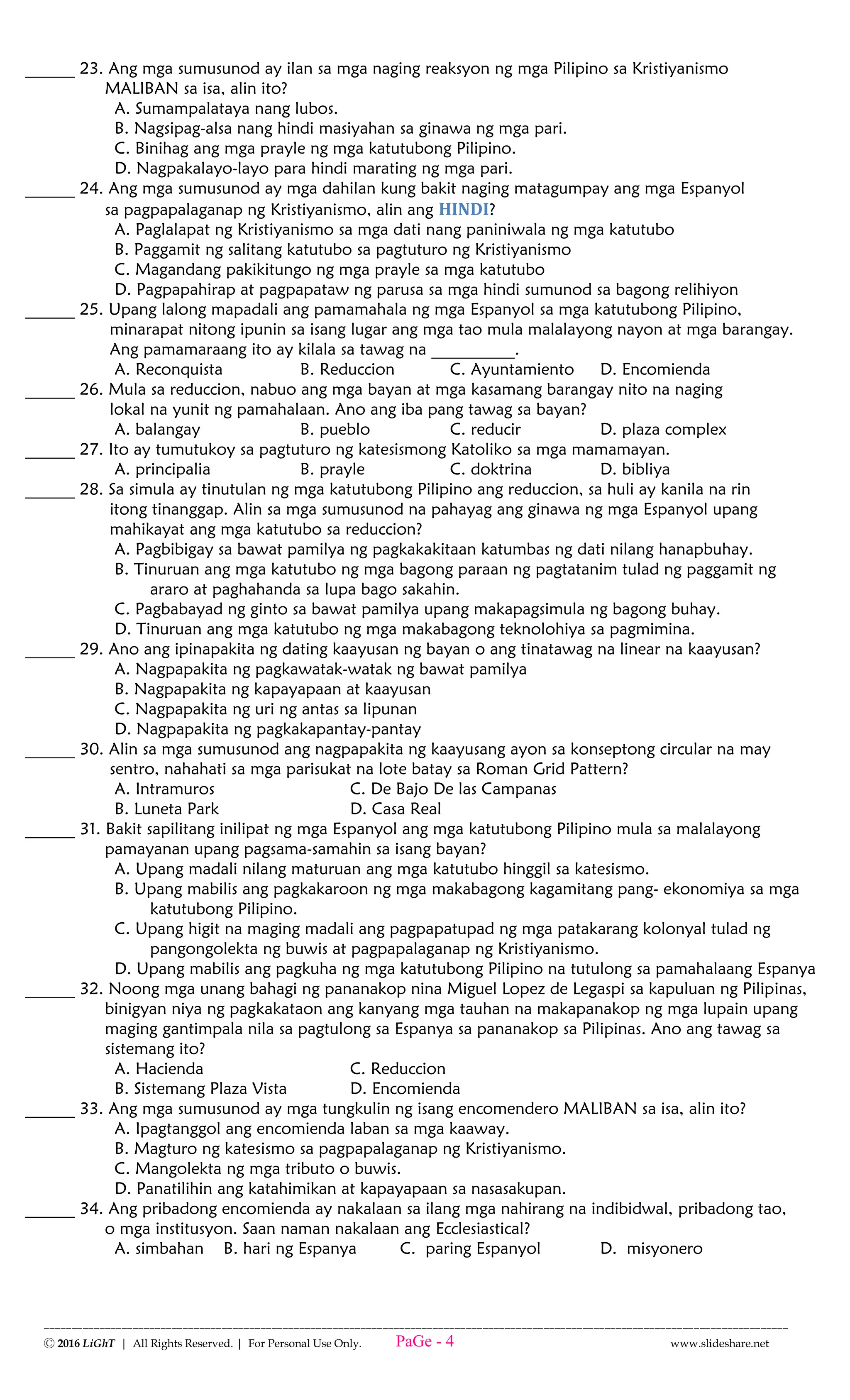 K TO 12 GRADE 5 IKALAWANG MARKAHANG PAGSUSULIT | PDF