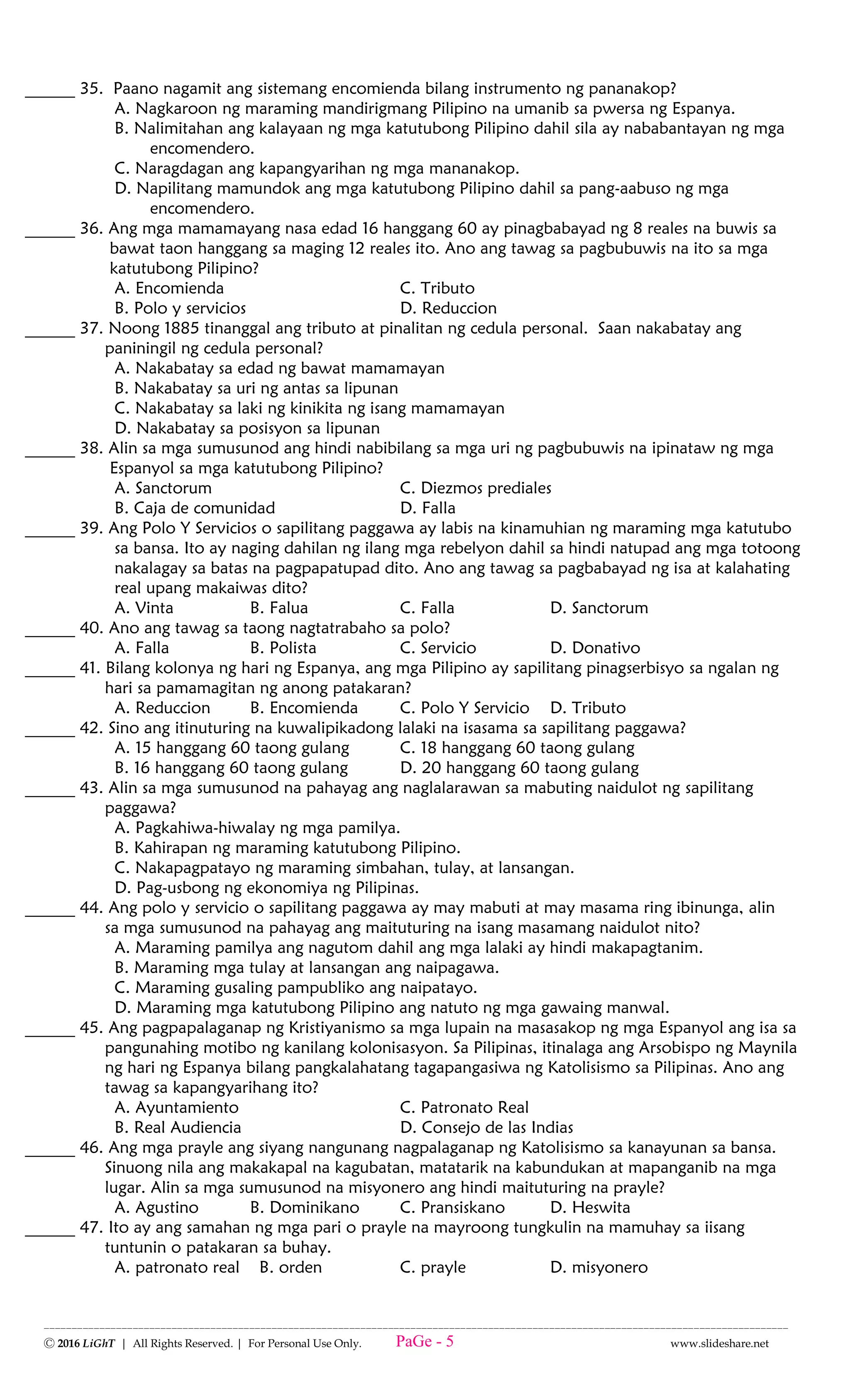 K TO 12 GRADE 5 IKALAWANG MARKAHANG PAGSUSULIT | PDF