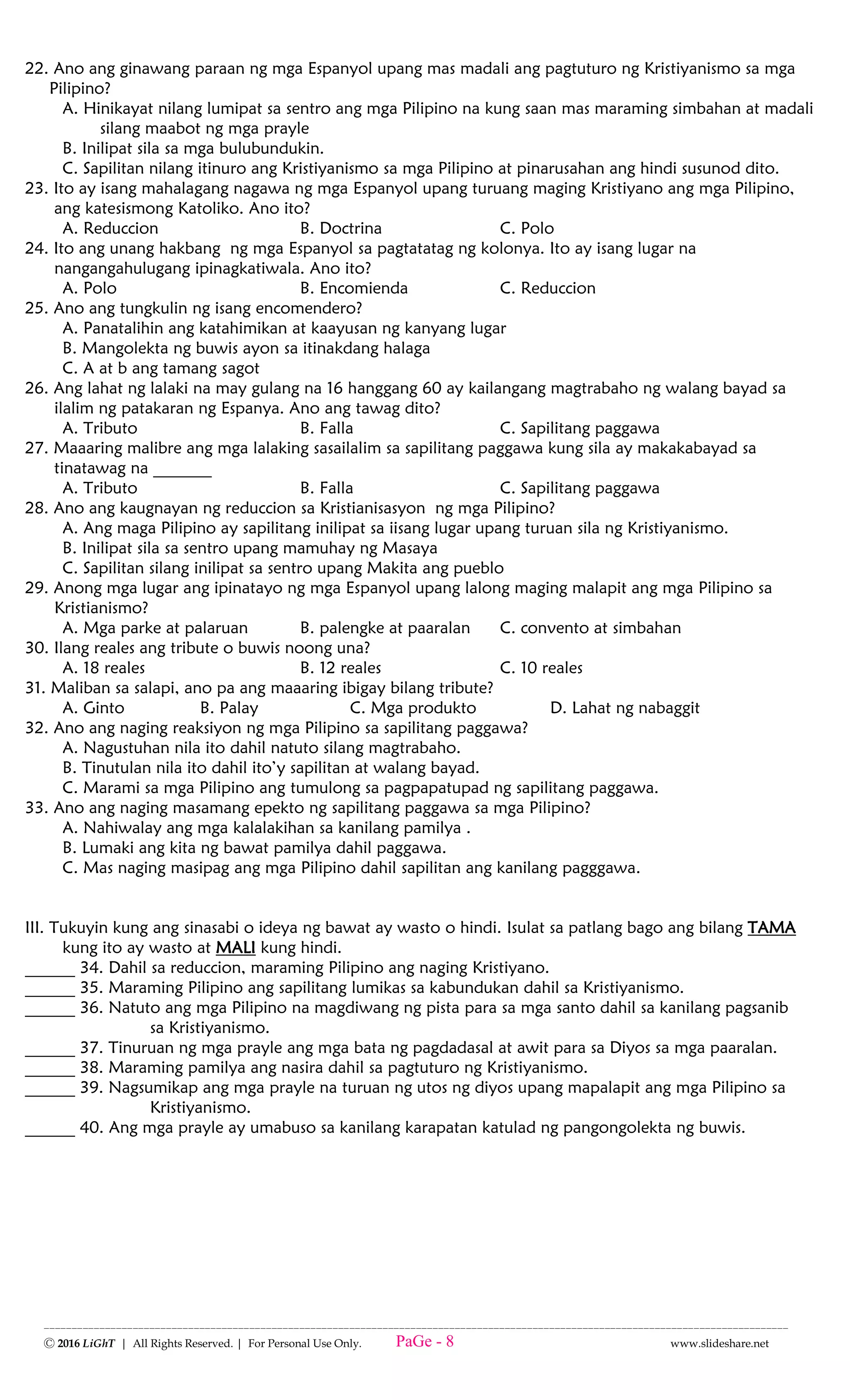 K TO 12 GRADE 5 IKALAWANG MARKAHANG PAGSUSULIT | PDF