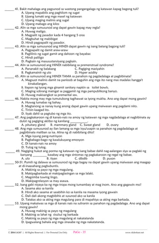 K TO 12 GRADE 5 IKALAWANG MARKAHANG PAGSUSULIT | PDF