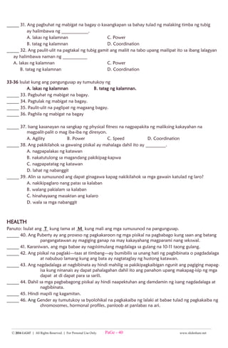 K TO 12 GRADE 5 IKALAWANG MARKAHANG PAGSUSULIT | PDF