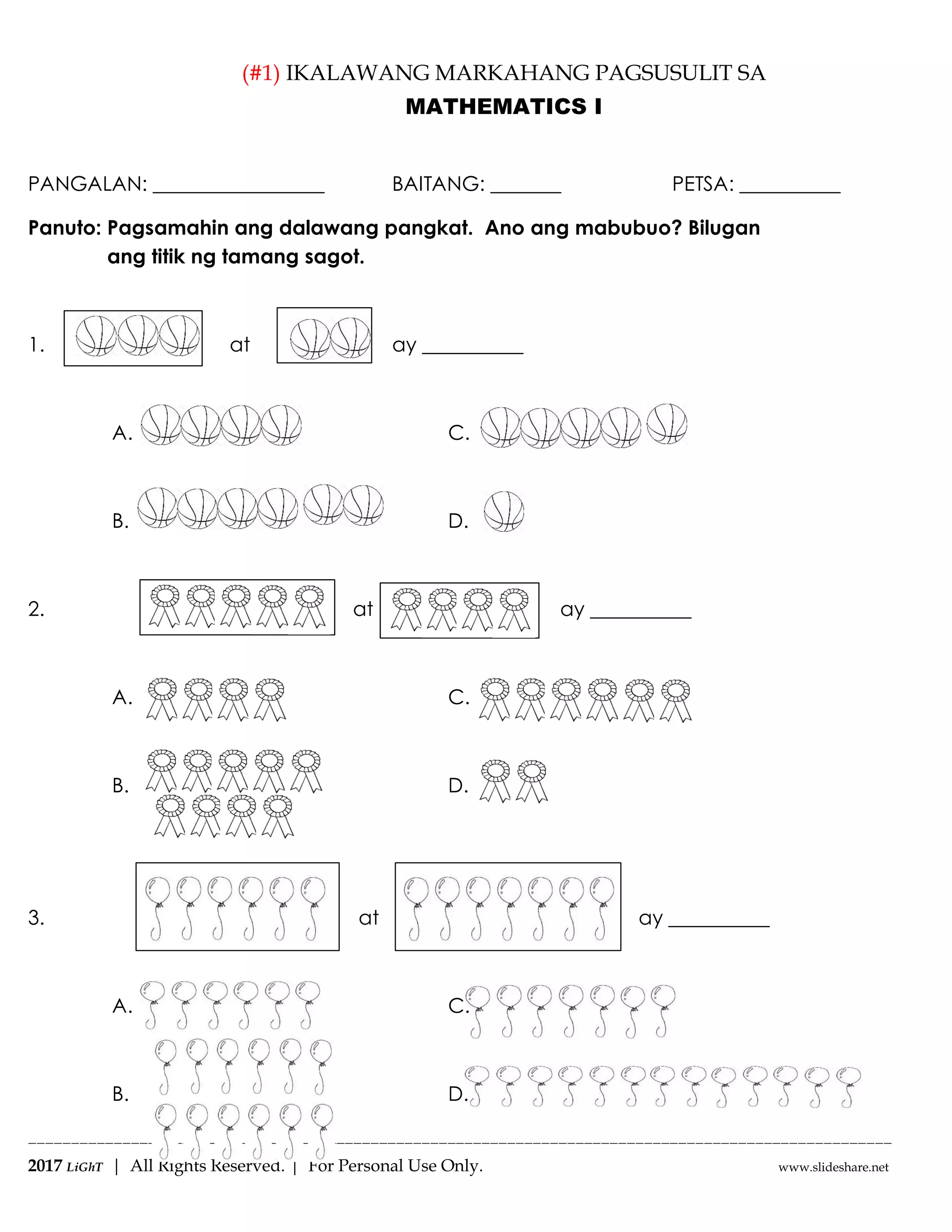 K TO 12 GRADE 1 IKALAWANG MARKAHANG PAGSUSULIT | PDF