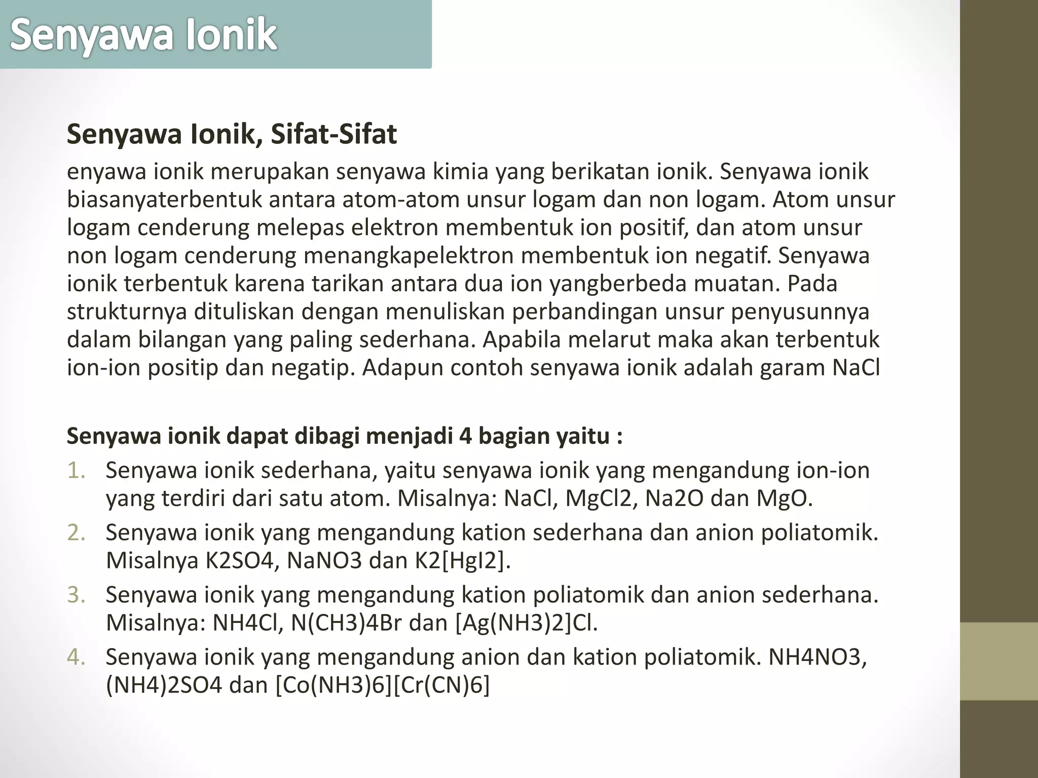 Ikatan ion dan senyawa ionik | PPT