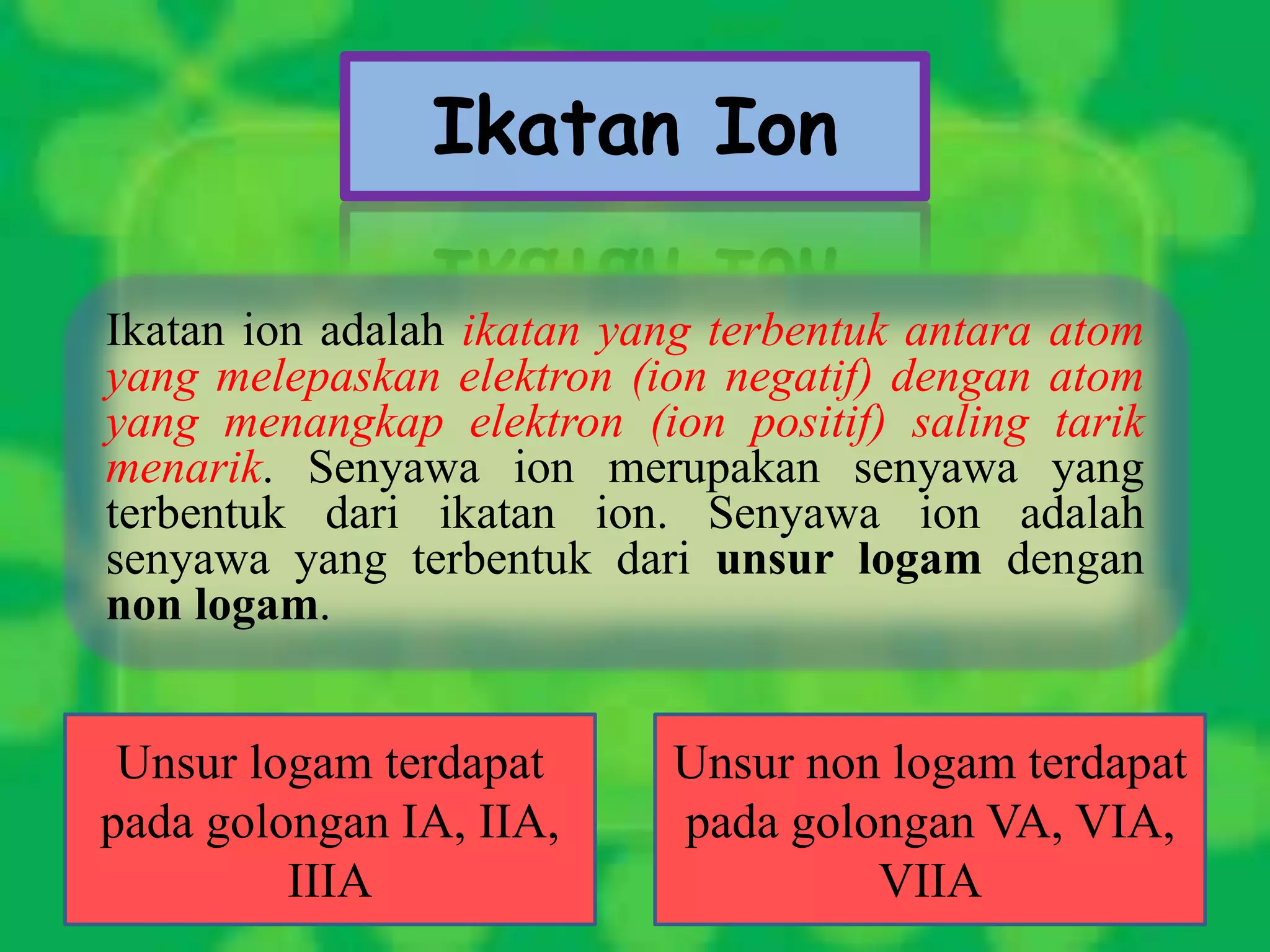 Ikatan ion dan senyawa ionik | PPTX