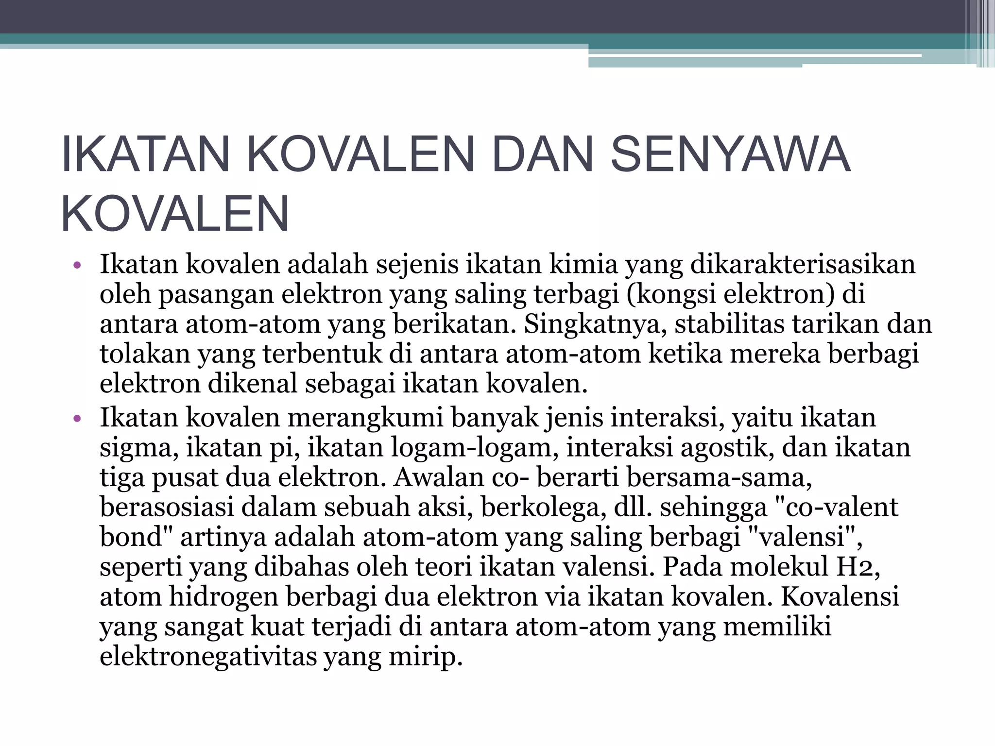 Ikatan kovalen dan senyawa kovalen | PPTX
