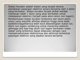 Ikatan kovalen dan senyawa kovalen | PPTX