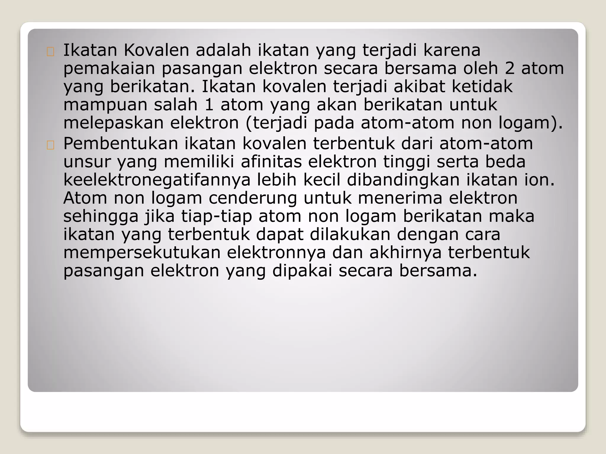 Ikatan kovalen dan senyawa kovalen | PPT