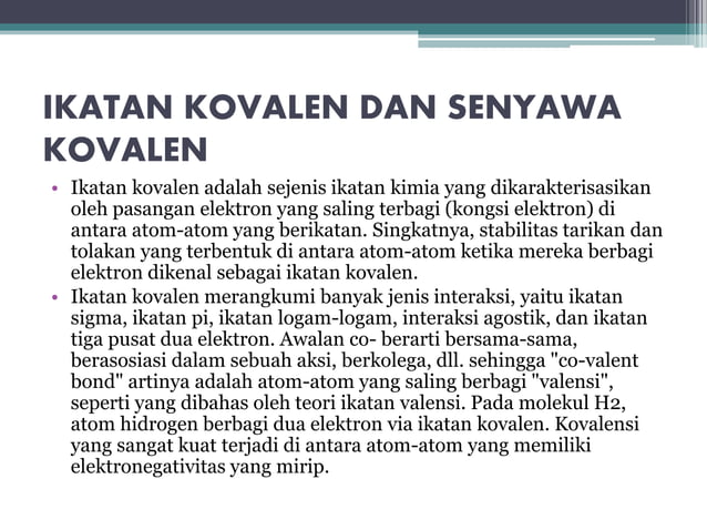 Ikatan kovalen dan senyawa kovalen | PPT
