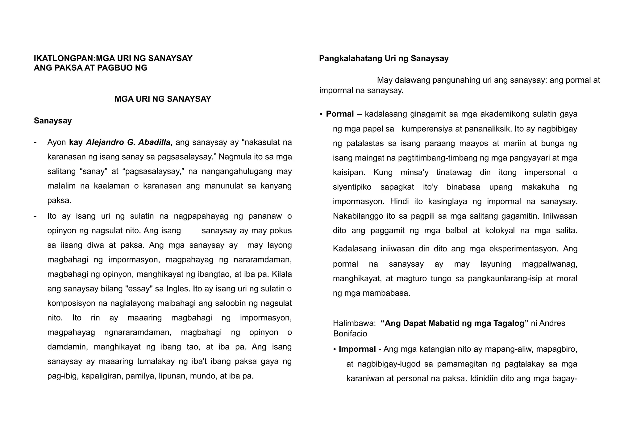 Ikatlong-Pangkat-Sulating-Ulat na nagbibigay kaalaman | DOCX