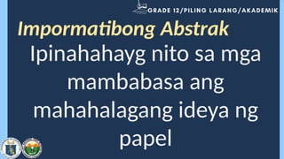 Ang kahulugan ng abstrak batay sa kayarian nito.pptx