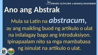 Ang kahulugan ng abstrak batay sa kayarian nito.pptx