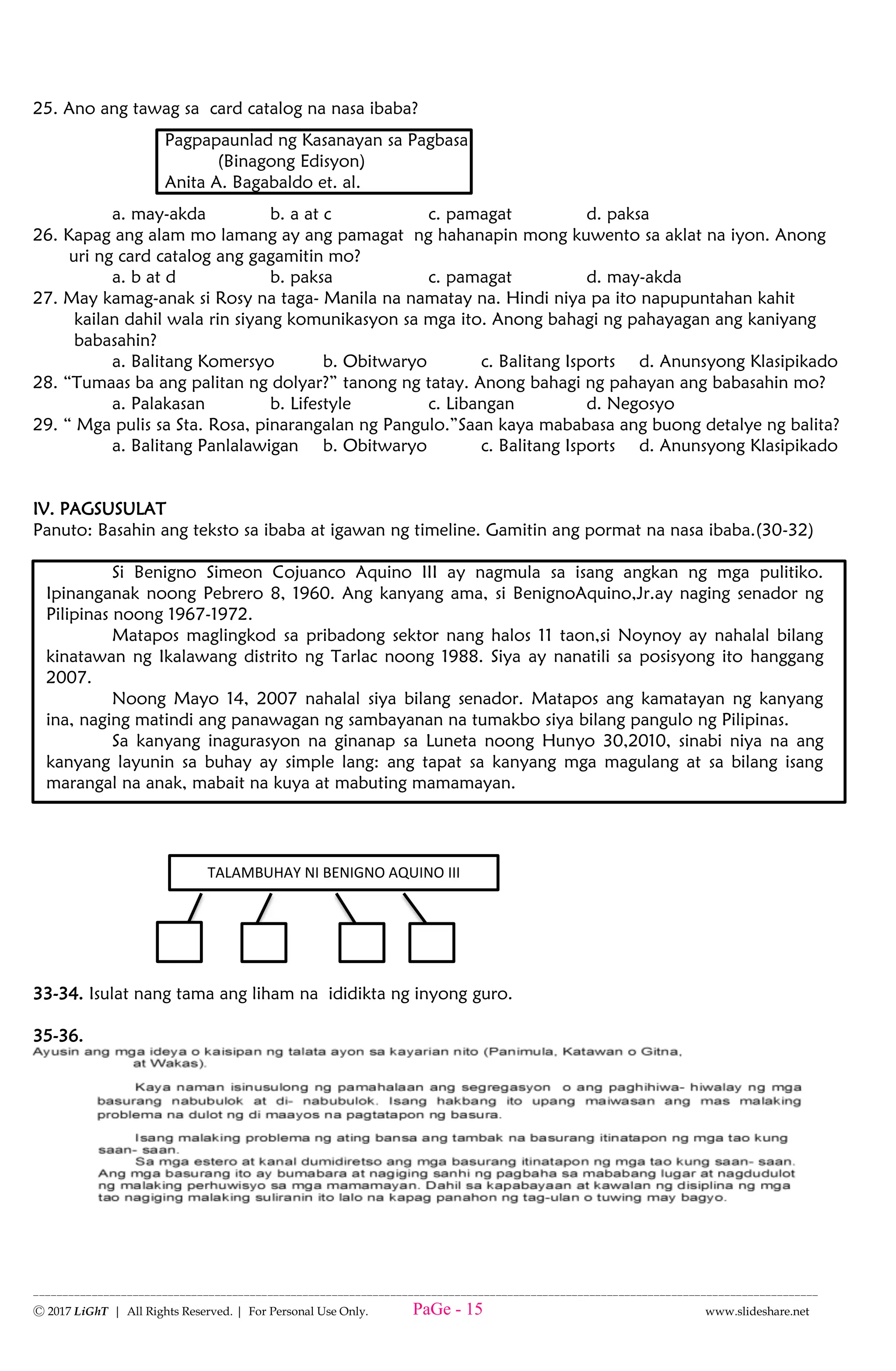 K TO 12 GRADE 5 IKATLONG LAGUMANG PAGSUSULIT | PDF