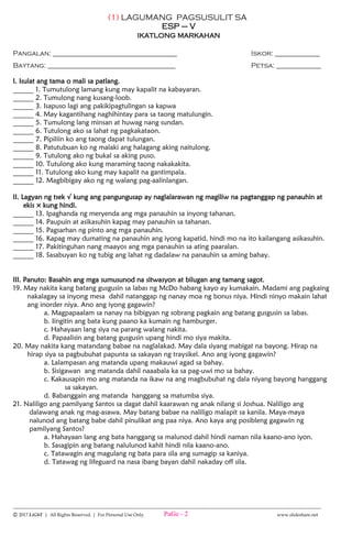 K TO 12 GRADE 5 IKATLONG LAGUMANG PAGSUSULIT | PDF