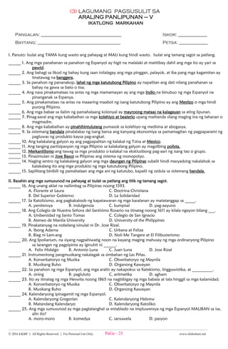 K TO 12 GRADE 5 IKATLONG LAGUMANG PAGSUSULIT | PDF