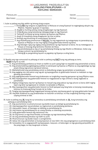 K TO 12 GRADE 5 IKATLONG LAGUMANG PAGSUSULIT | PDF