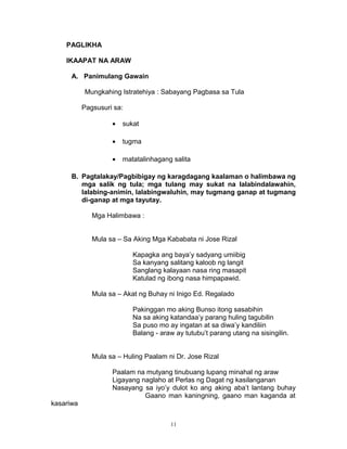 Ikatlong markahan unang linggo iii | DOC