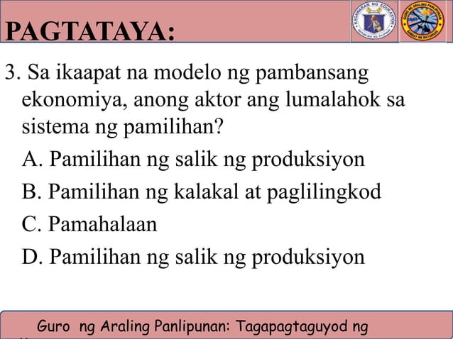IKATLONG MARKAHAN ARALIN 2 Mga Modelo ng Pambansang Ekonomiya.ppt