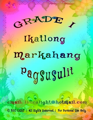 K TO 12 GRADE 1 IKATLONG MARKAHANG PAGSUSULIT | PDF
