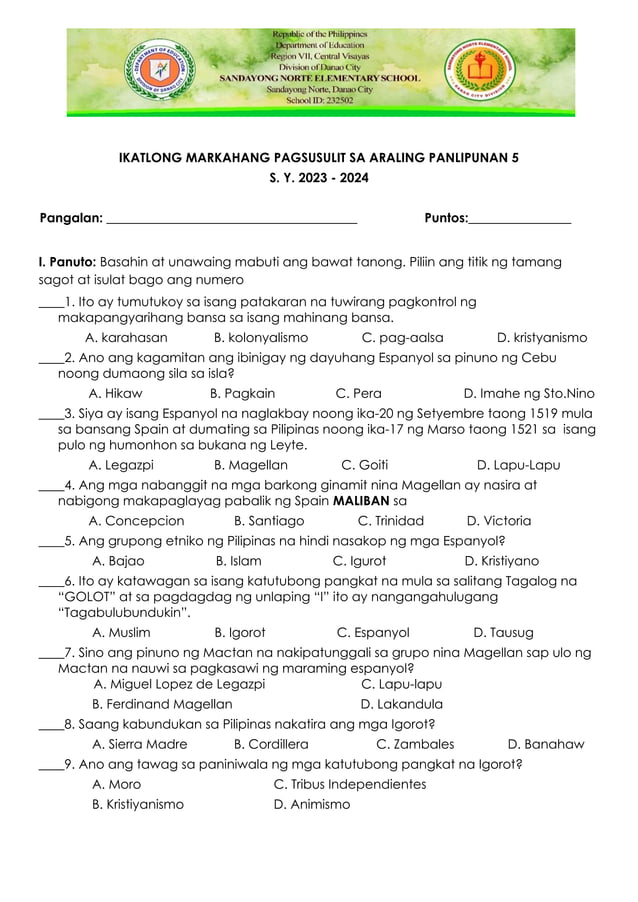 Ikatlong Markahang Pagsusulit sa AP 5.docx
