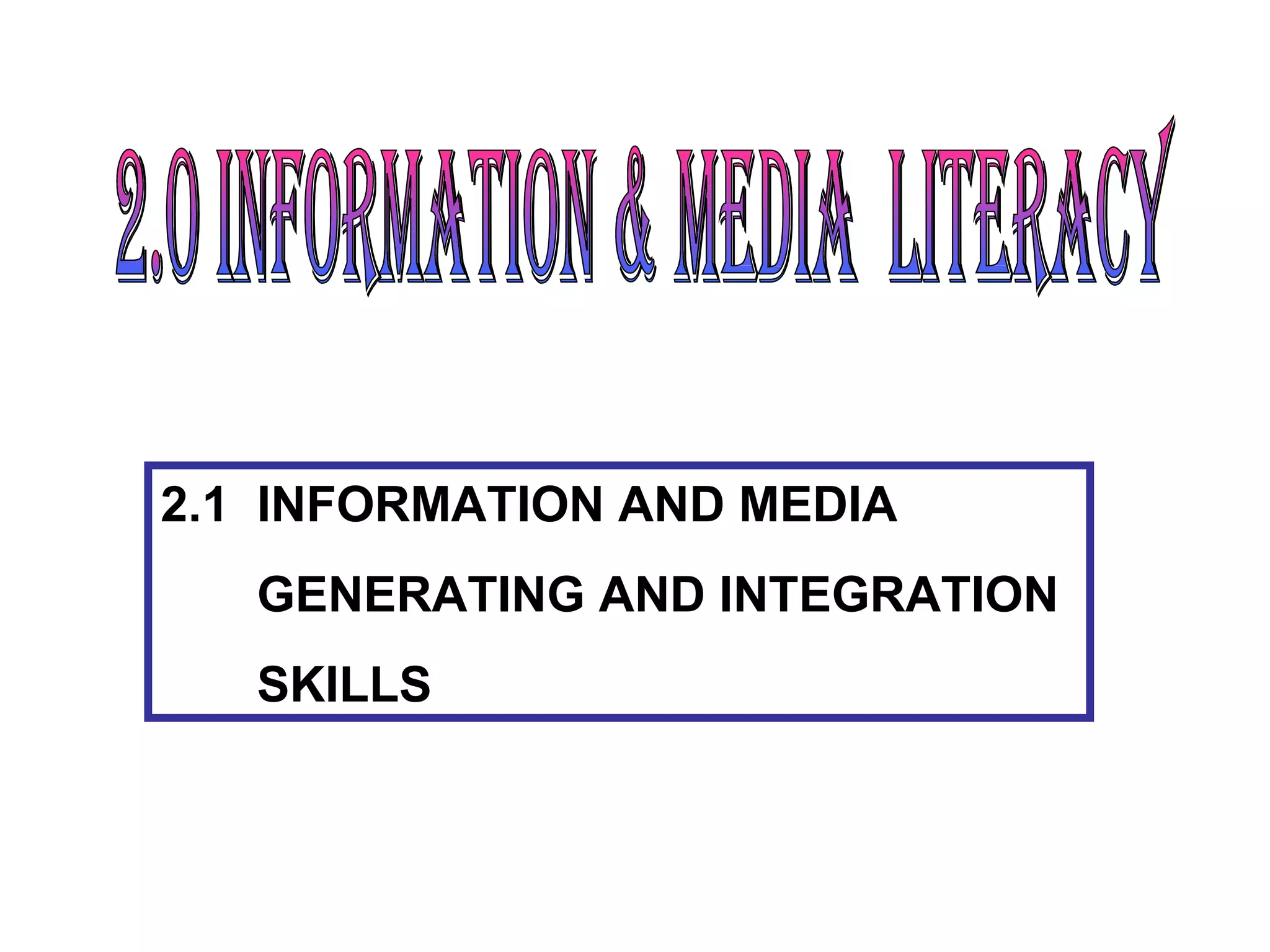 Information and media literacy | PPT