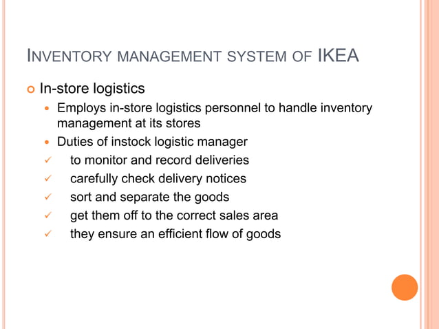 Inventory system and supply chain of IKEA multi national furniture ...
