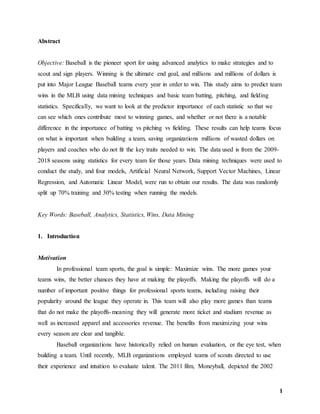 Identifying Key Factors in Winning MLB Games Using a Data-Mining ...