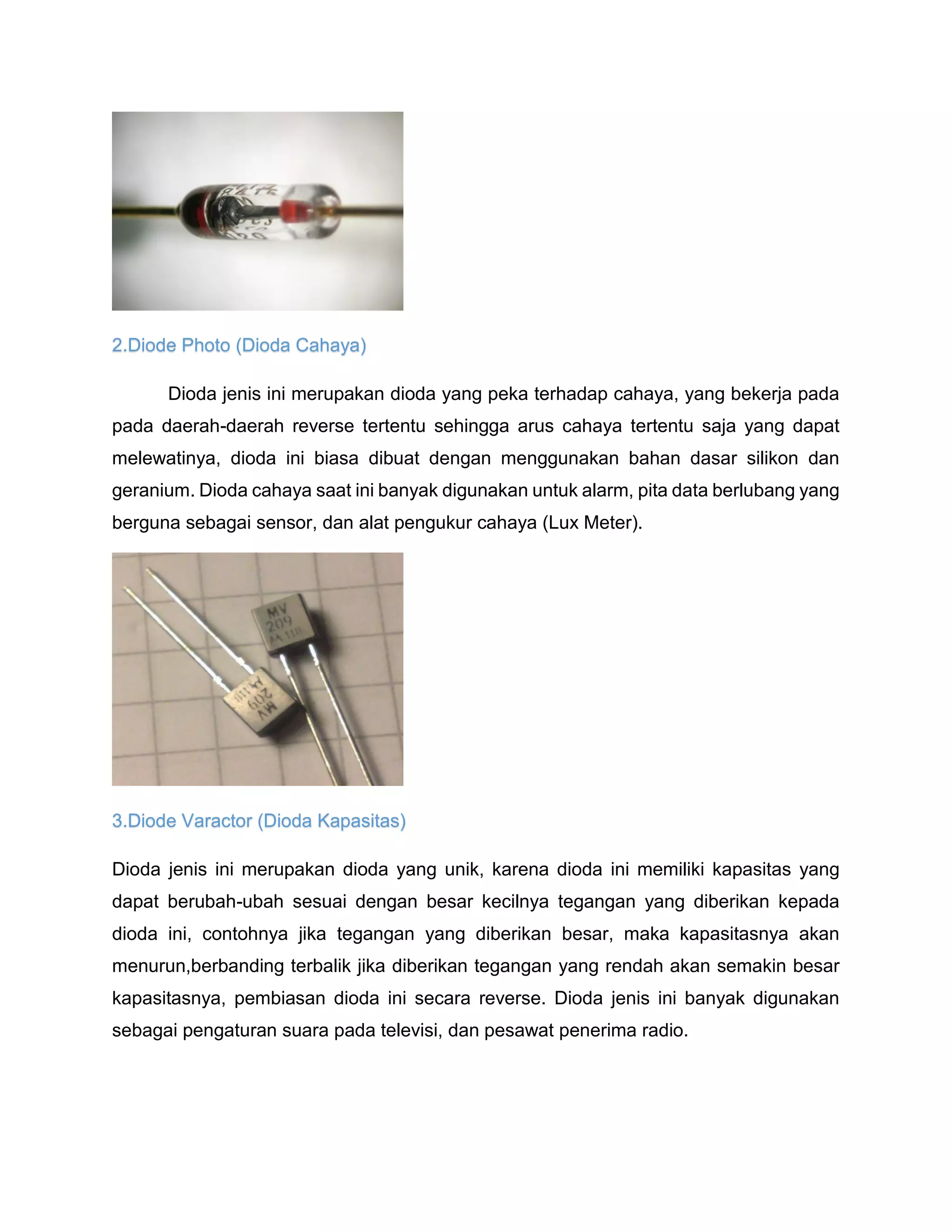 dioda, macam macam dioda dan rangkaian penyearah 1 fasa | PDF