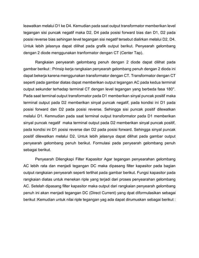 dioda, macam macam dioda dan rangkaian penyearah 1 fasa | PDF