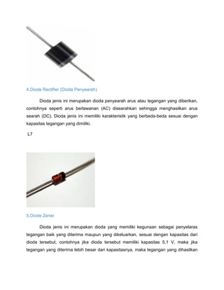 dioda, macam macam dioda dan rangkaian penyearah 1 fasa | PDF