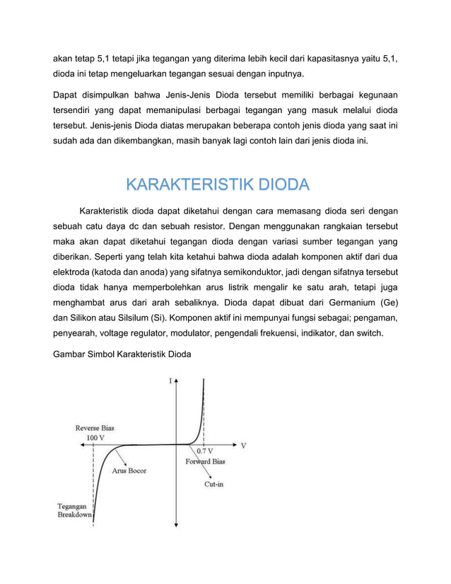 dioda, macam macam dioda dan rangkaian penyearah 1 fasa | PDF