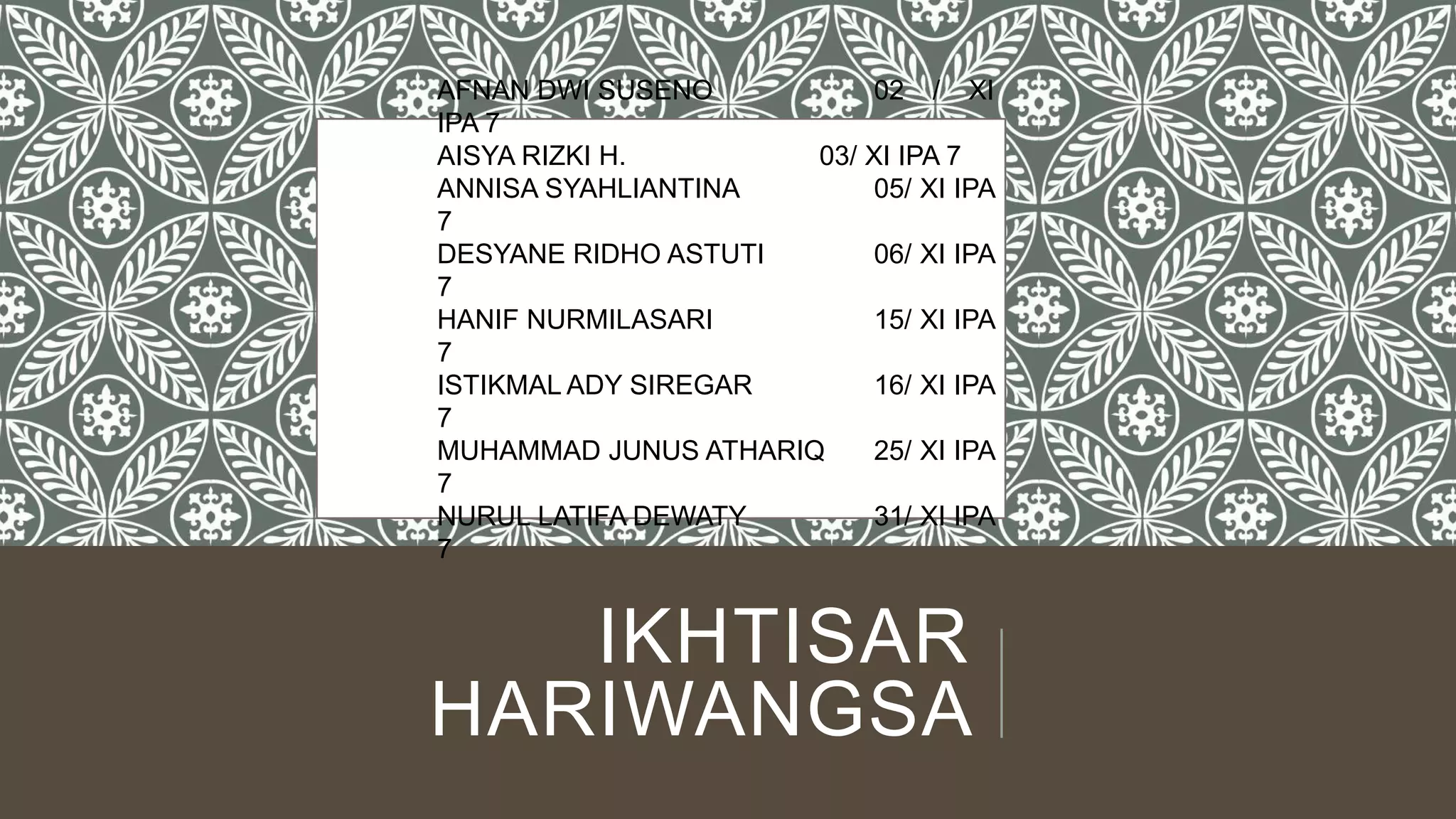 Ikhtisar Hariwangsa (Kakawin pada masa jayabaya Kerajaan Kediri) | PPT