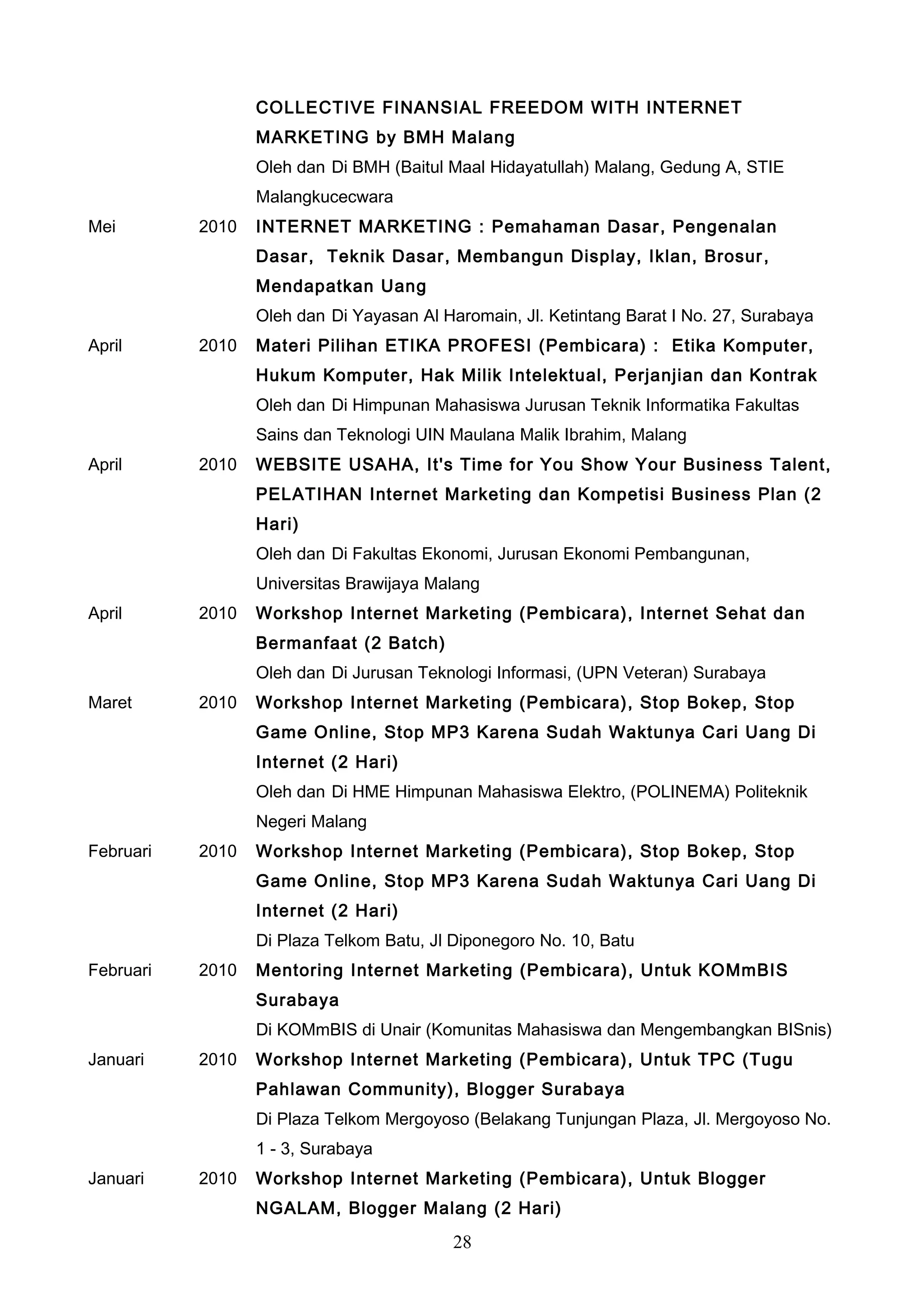 Ikhtisar riwayat hidup Agus Piranhamas | DOC