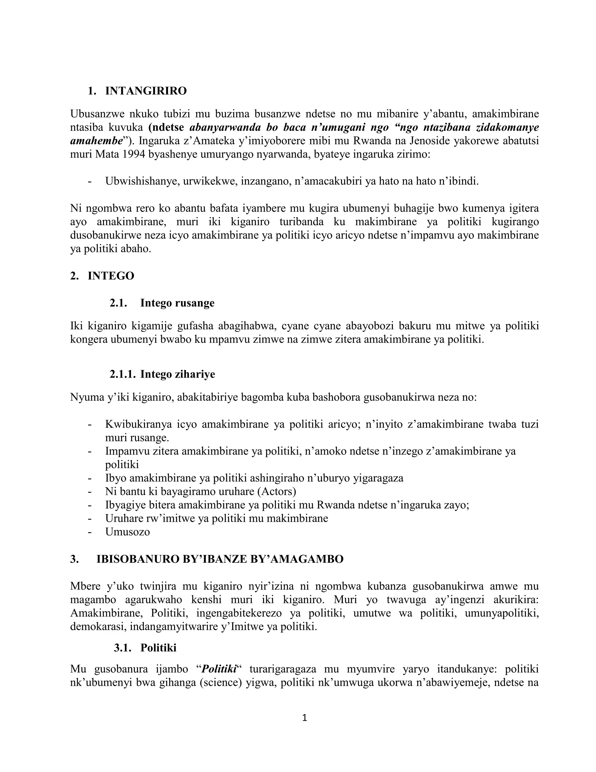 IKIGANIRO KU IMPAMVU ZITERA AMAKIMBIRANE YA POLITIKI.pdf