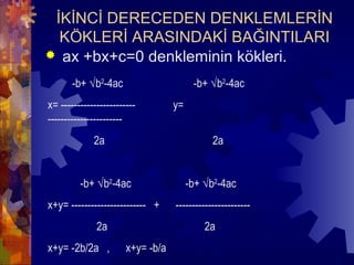 İKİNCİ DERECEDEN DENKLEMLER 2 | PPT