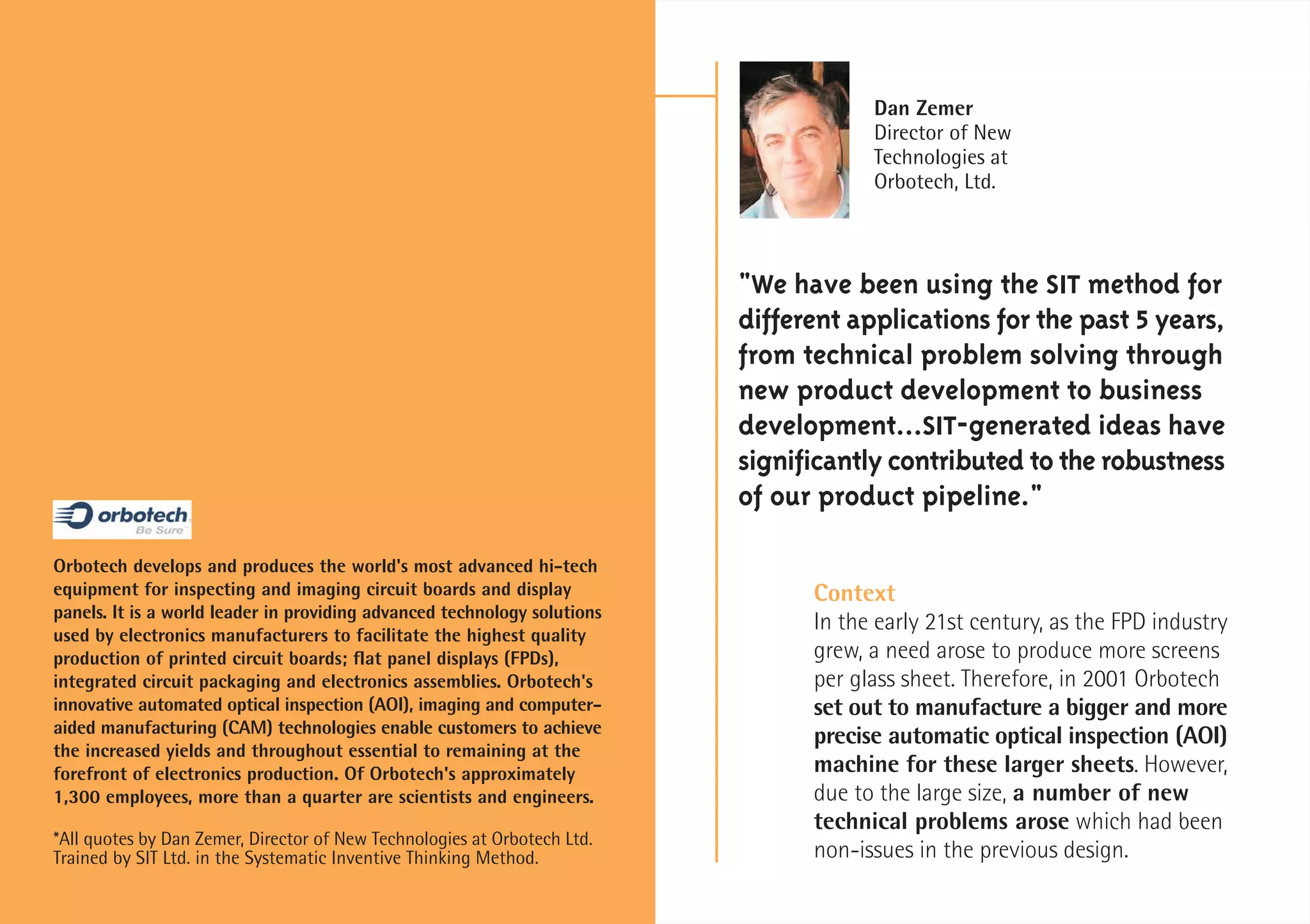 SIT - Innovation Consulting - Problem Solving Case Study - Orbotech | PDF