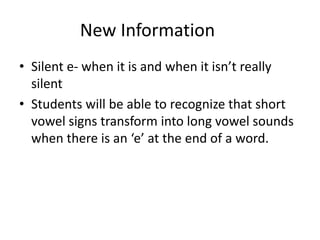Educ210 here comes silent 'e' lesson plan revised | PPTX