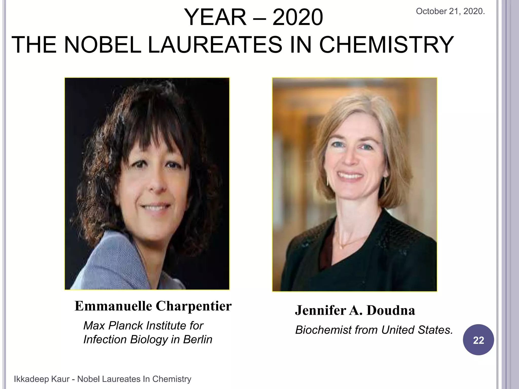 Nobel Laureates in Chemistry (2016-2020) | PPTX