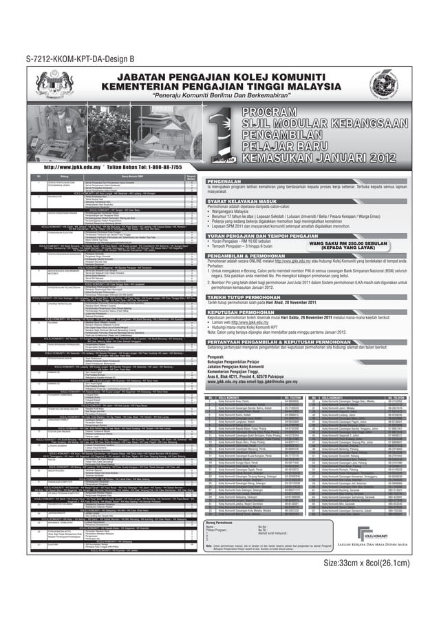 Iklan Kemasukan Kolej Komuniti 2012 | PDF