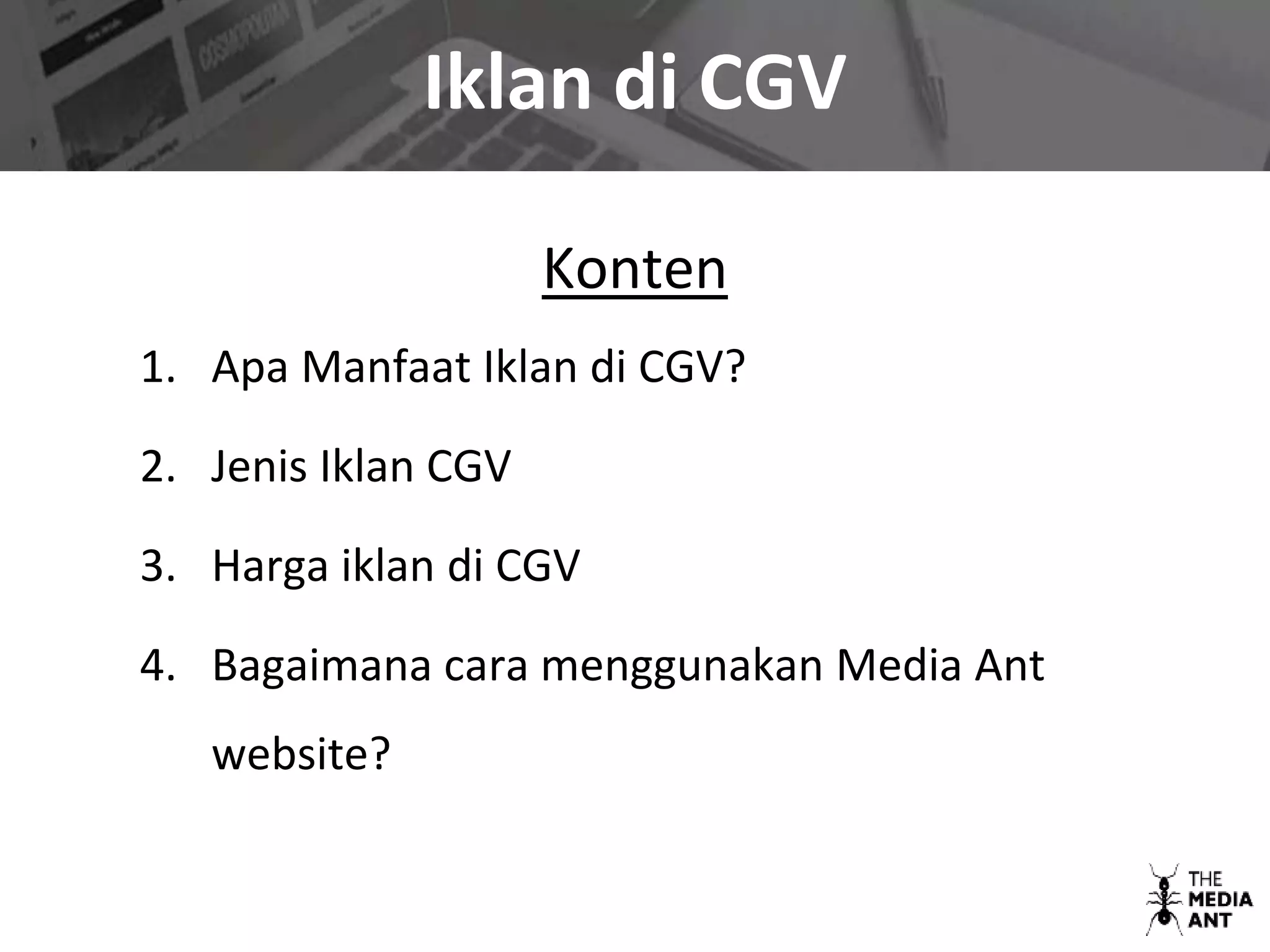 Iklan di bioskop CGV | PPT