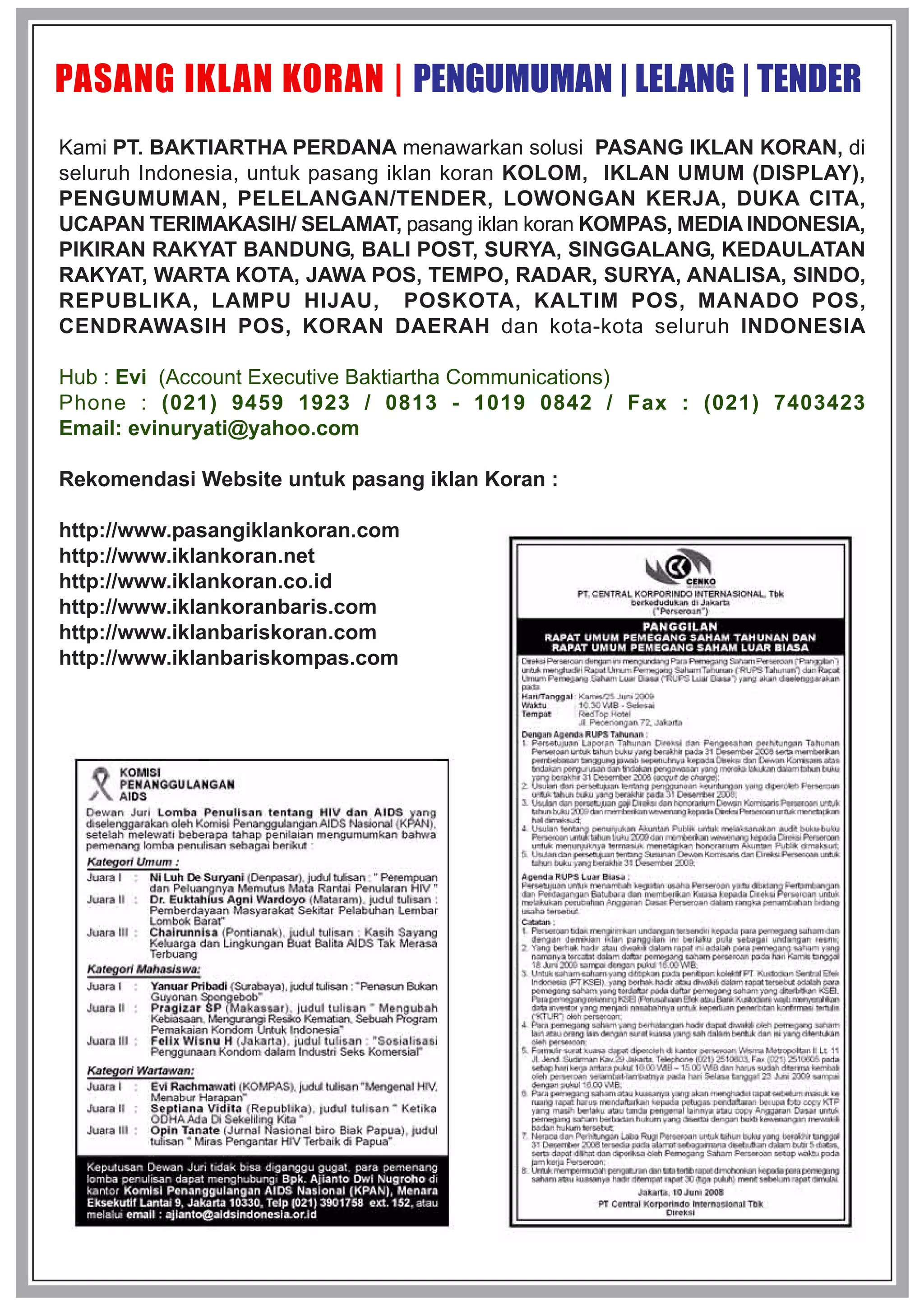 Iklan koran lelang umum | PDF