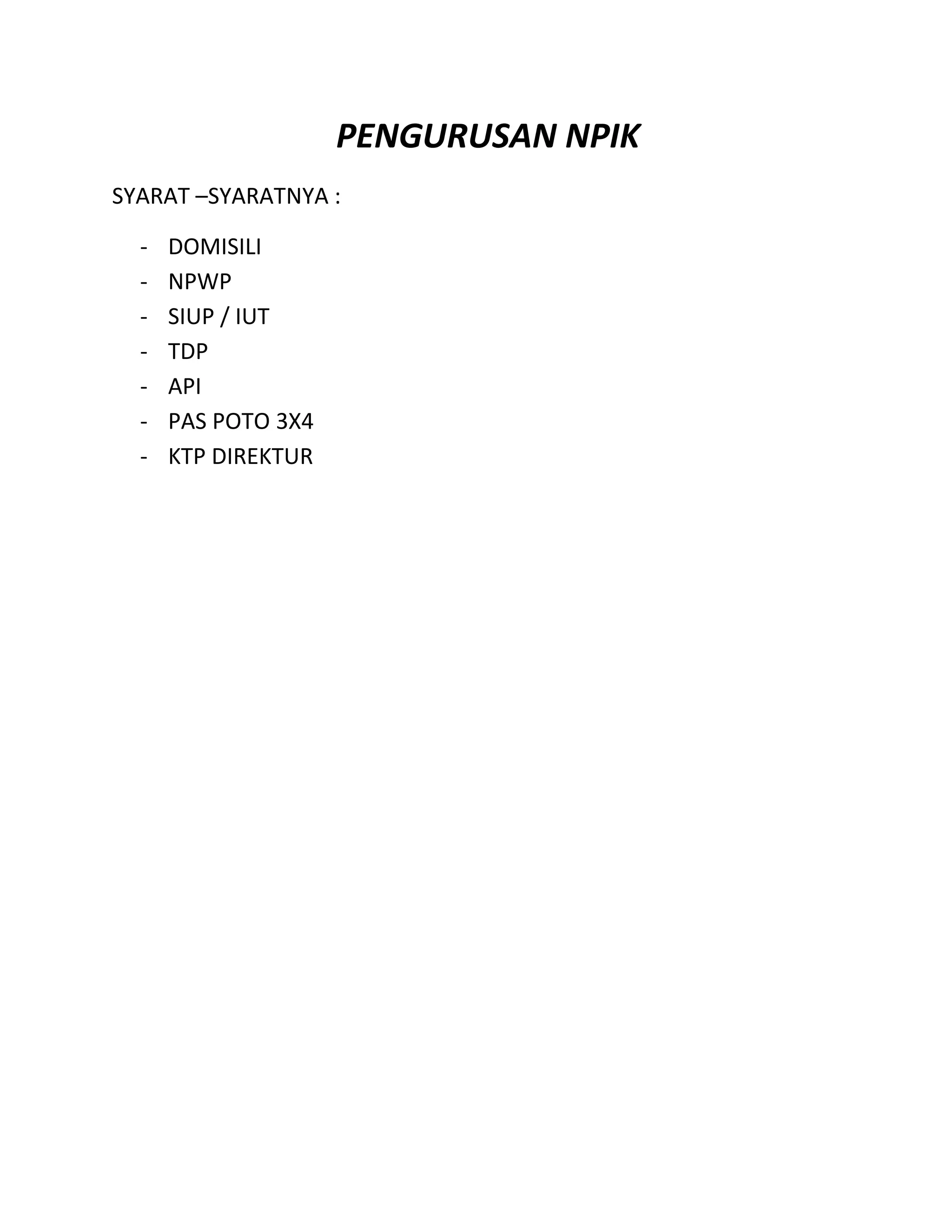 Iklan pengurusan npik | DOCX