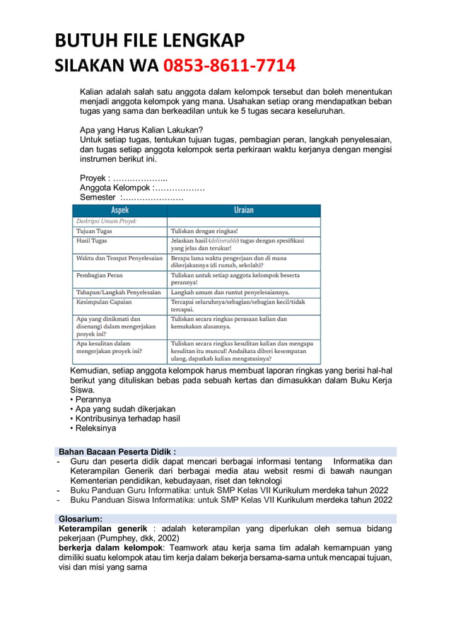 Download Modul Ajar Informatika Kelas 7 Kurikulum Merdeka Terbaru 2025 ...