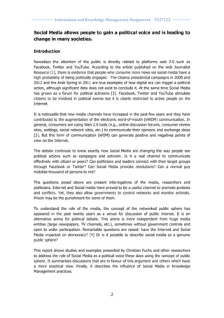 Social Media as a political voice in many societies | PDF | Social ...