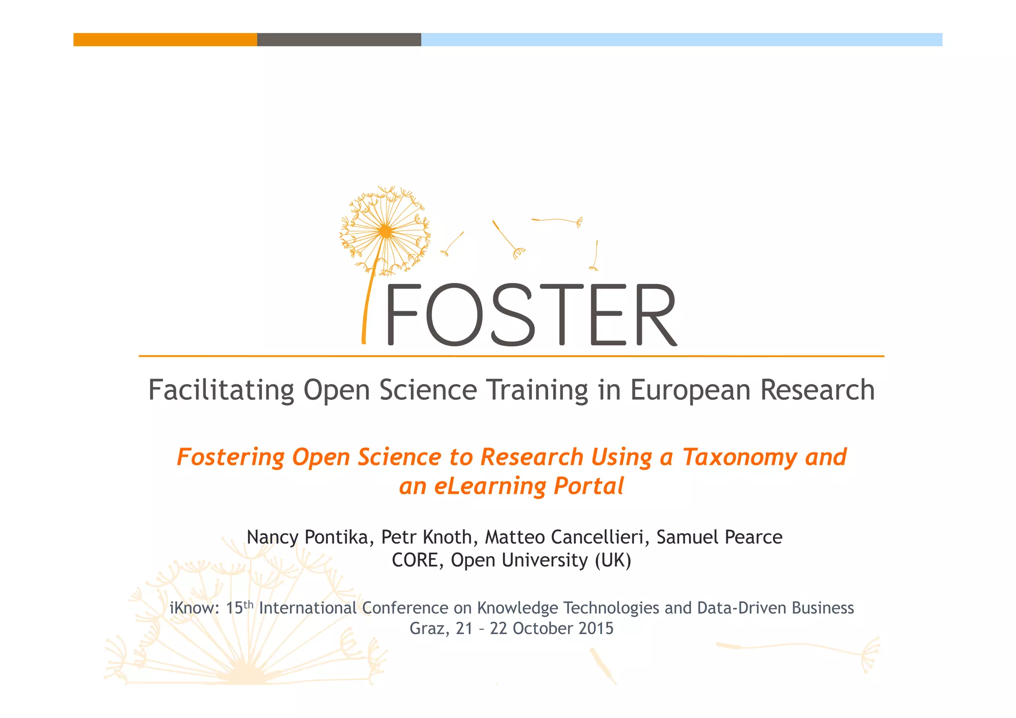 Fostering Open Science to Research Using a Taxonomy and an eLearning ...