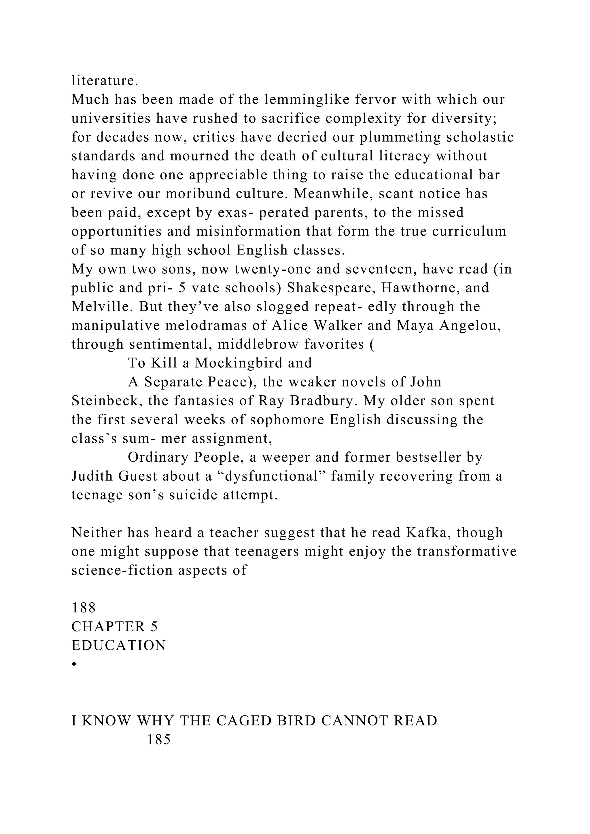 I Know Why the Caged Bird Cannot ReadHow American High School .docx