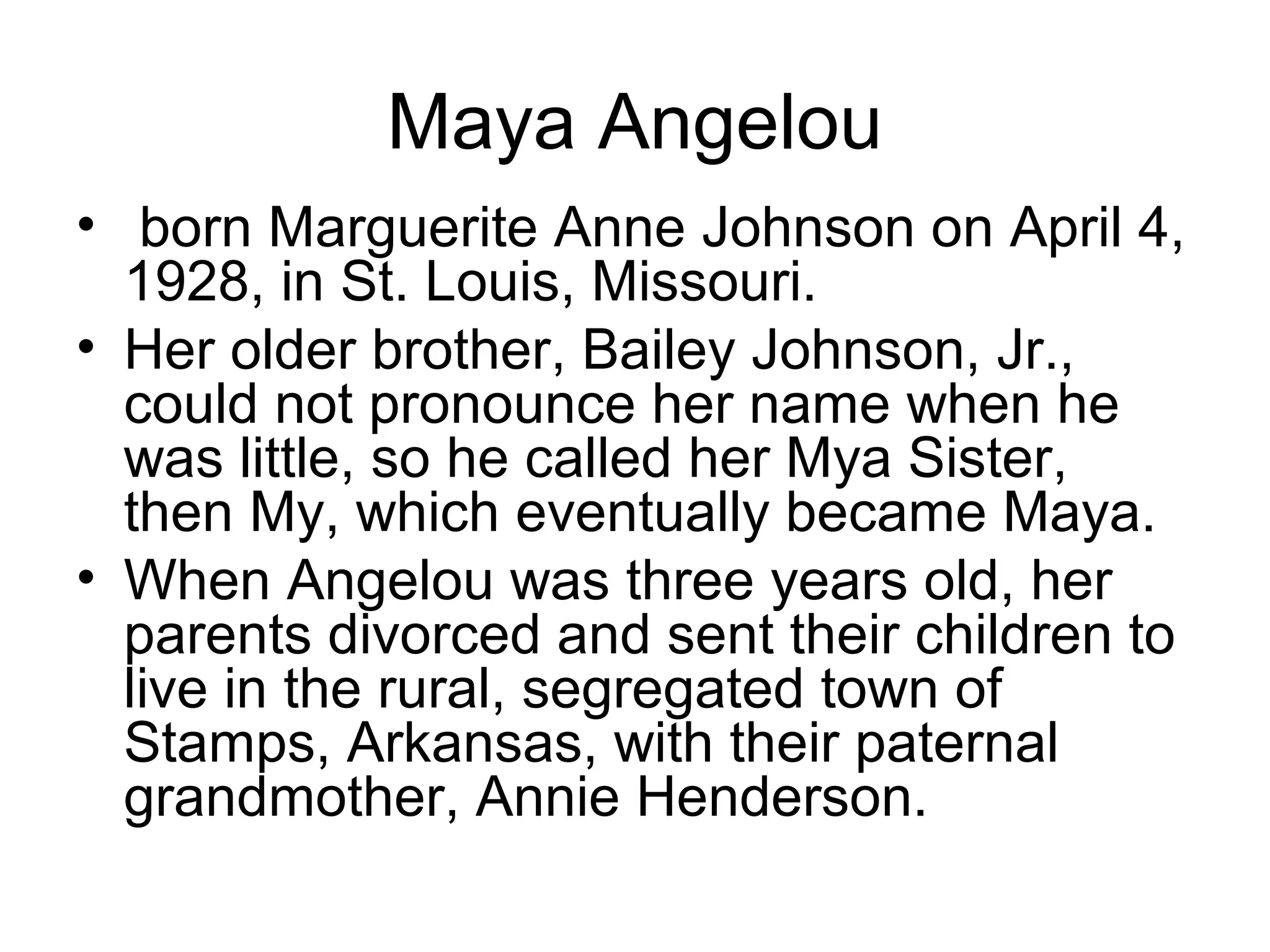 Maya Angelou biography | PPT