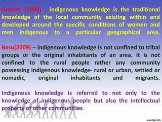 Indigenous Technological Knowledge (ITK) or IKP/ITK | PPTX