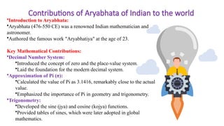 Contributions of Indian to the world in Mathematics & Astronomy . | PPTX