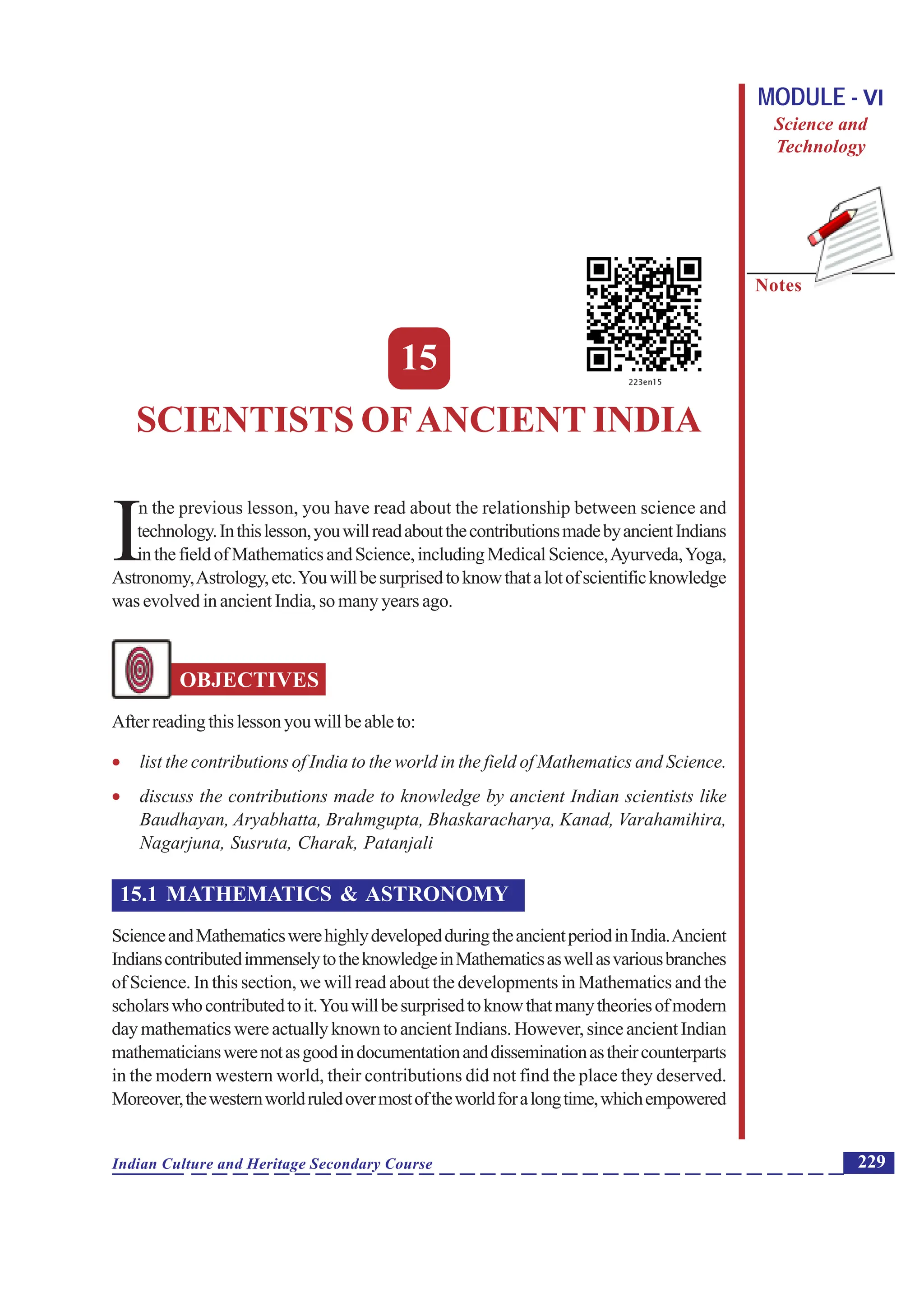 Scientist of Ancient India-Indian Knowledge System | PDF